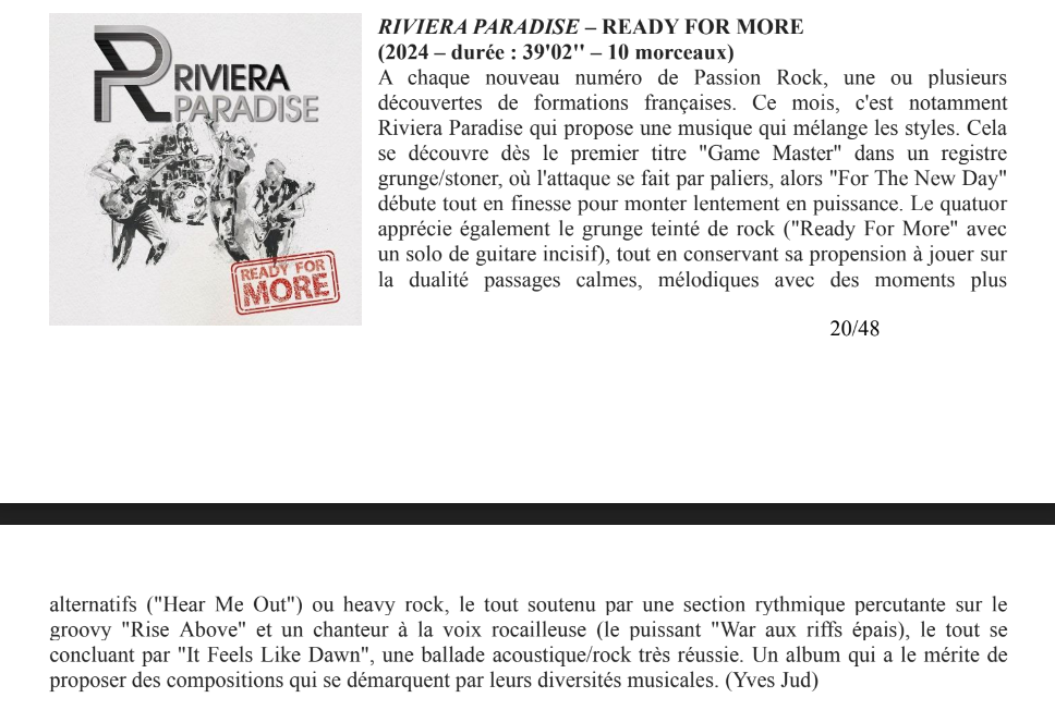 Article Passion Rock mag | Riviera Paradise